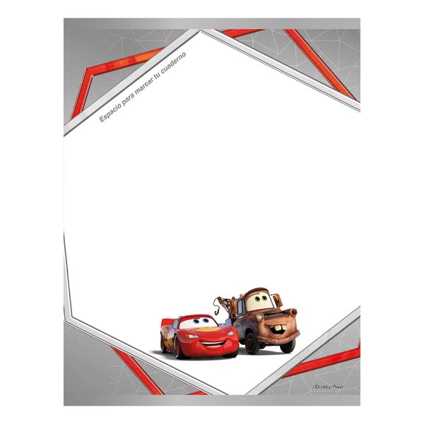 Cuaderno Cosido Cars Rayo McQueen Fondo Gris Disney 100 - papelesprimavera